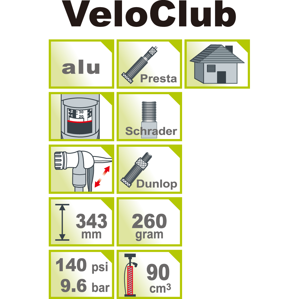 IceToolz Mini Floor Pump VeloClub Aluminum, High Pressure | A351 | Cycling Boutique