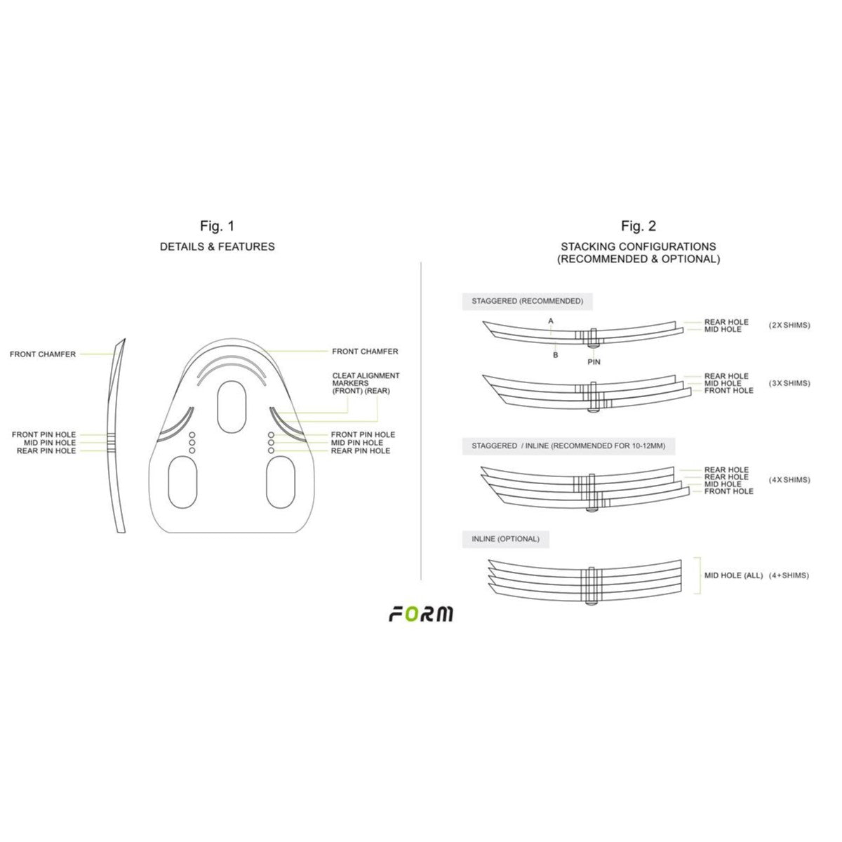 Form Bike Fit Cleats | Leg Length Shim, Universal 3-Hole, 2mm/3mm Stack ...