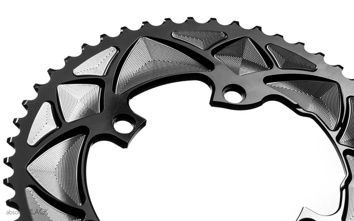 Absolute Black Round Road Chainring 2x 110/4 BCD Shimano for R9100 ...