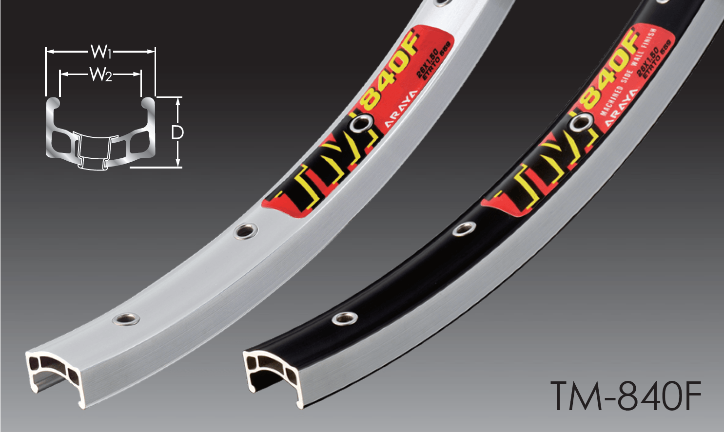 Araya 26" Rims | TM-840F, Alloy Double Walled Eyeletted, Rim Brake ...